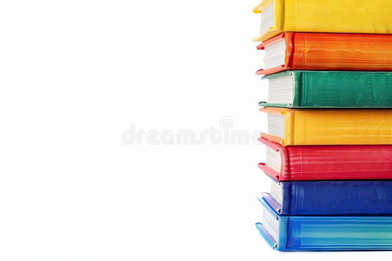 Colorful Books Lined Up Next To Each Other on a White Surface Stock ...