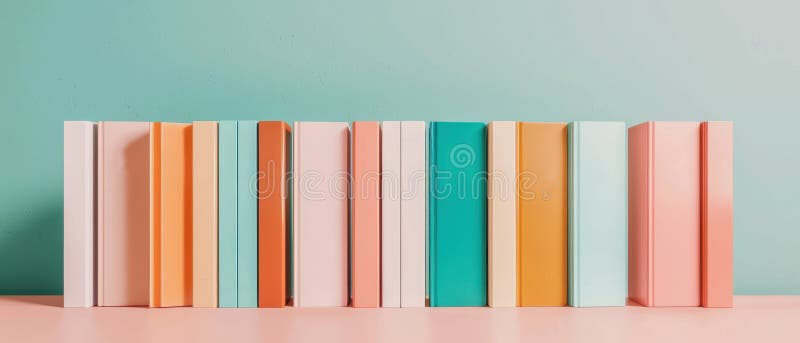 Colorful Books Lined Up on a Shelf Stock Image - Image of bookshelf ...