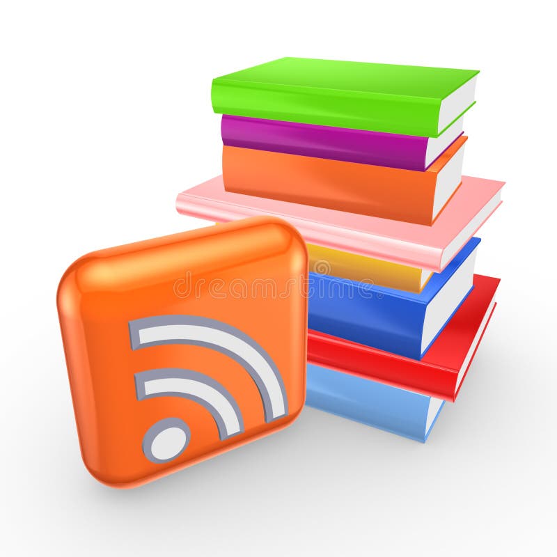 Colorful Books and RSS Symbol. Stock Illustration - Illustration of ...