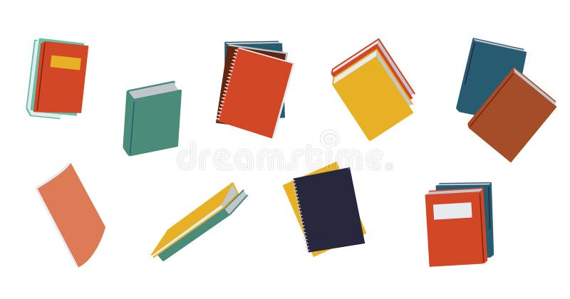 Colorful Books Scattered on a Isolated on White Background. Stock ...