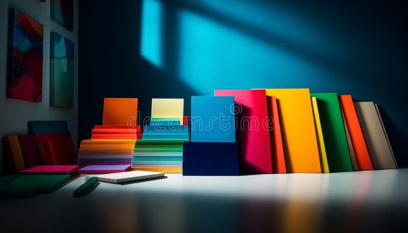Colorful Books on a Shelf Colorful Books on a Table Stock Illustration ...