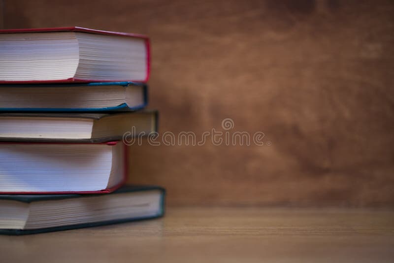 Books Piled Up on the Library Table. Stock Photo - Image of information ...