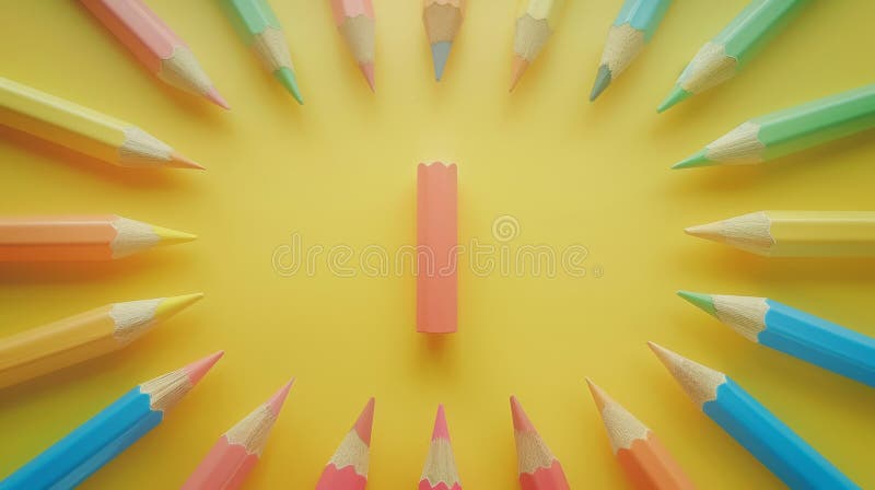 Colorful Border Frame with Pencils on Yellow Background Back To School ...