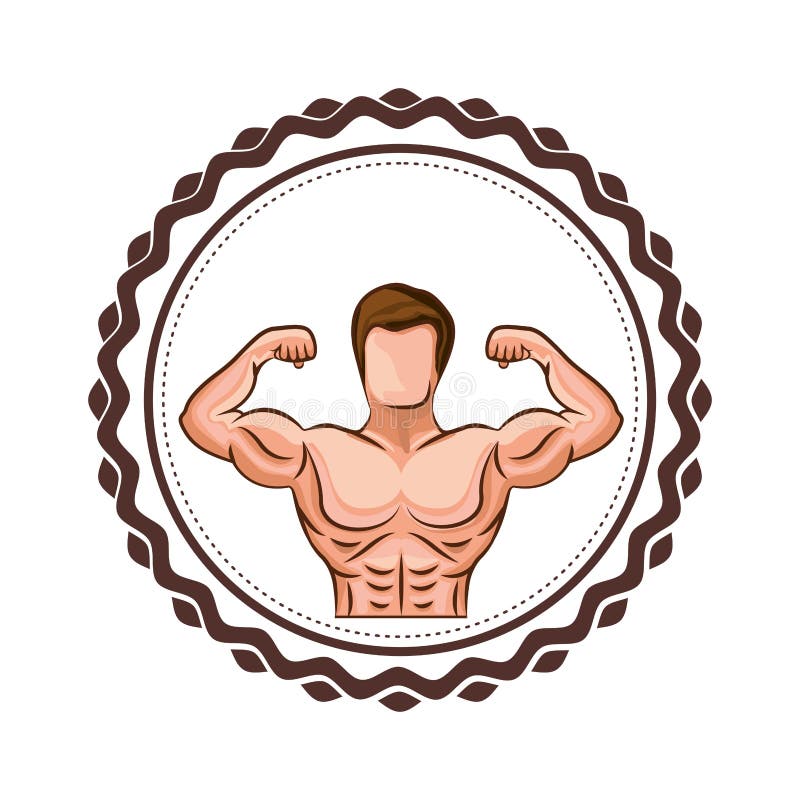 Colorful Border with Half Body Muscle Man Stock Illustration ...