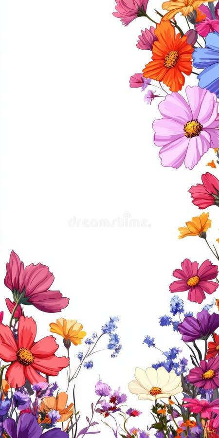 Floral Border Design with Vibrant Flowers and Ample Copy Space Stock ...