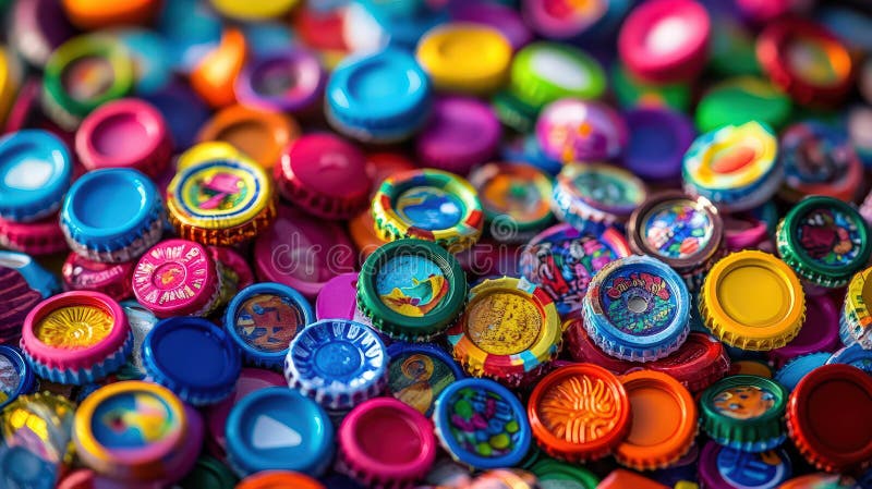 Colorful Bottle Caps in a Pile: a Visual Delight of Bright and Fun ...