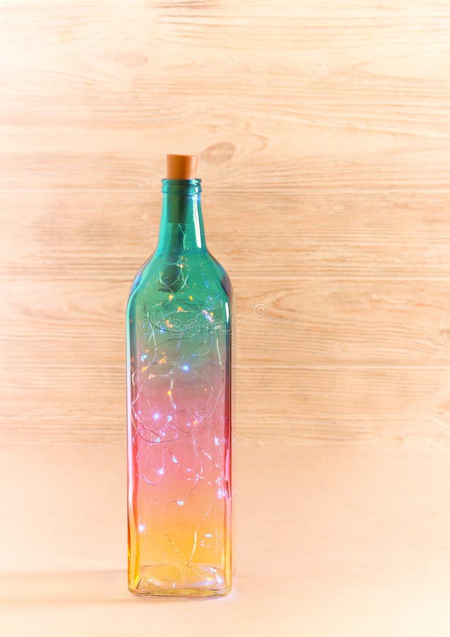 Colorful Bottle with Lights Stock Image - Image of string, lights ...