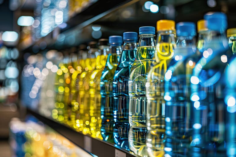 Colorful Bottled Water on Grocery Shelf Stock Photo - Image of plastic ... Colorful Bottled Water on Grocery Shelf Stock Photo - Image of plastic ...