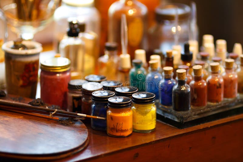 Colorful bottles of paint stock photo. Image of bottle - 28667538