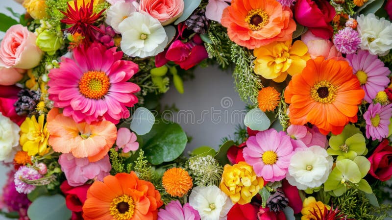 A Colorful Bouquet of Assorted Flowers Stock Illustration ...