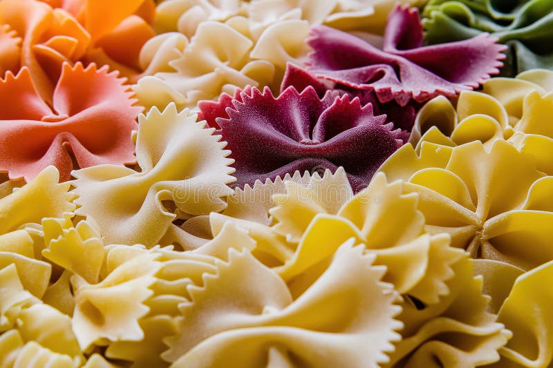 Colorful Bow Tie Pasta Texture with Assorted Vibrant Hues in Close Up ...
