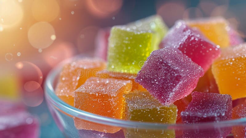 A Colorful Bowl of Cubed Jelly Cubes Stock Photo - Image of flavor ...