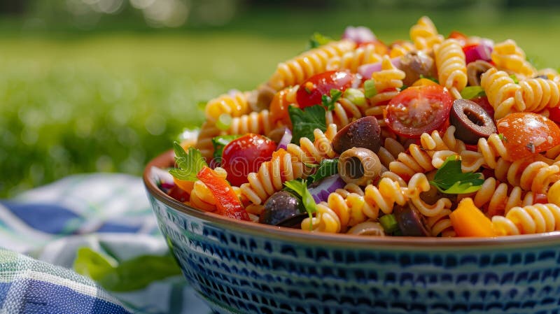 Colorful Bowl Pasta Salad Outdoors Stock Photos - Free & Royalty-Free ...