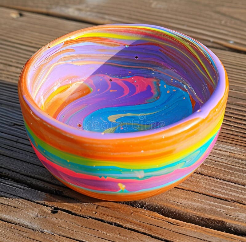 Colorful Bowl with a Rainbow Inside of it, Side View Stock Image ...