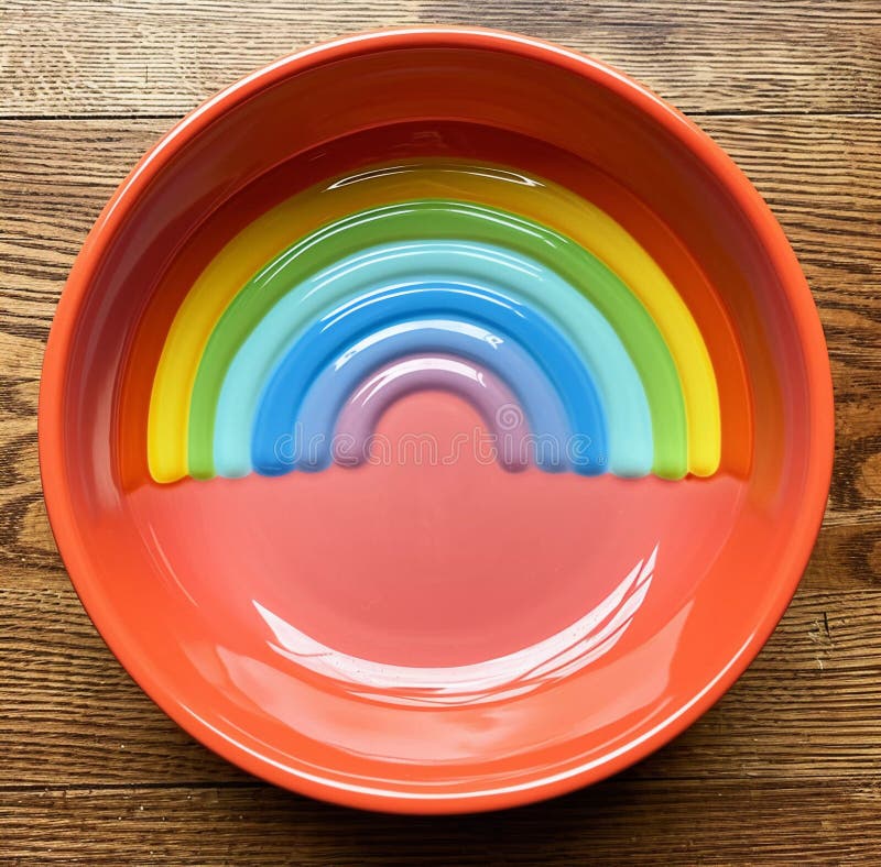 Colorful Bowl with a Rainbow Inside of it, Top View Stock Image - Image ...