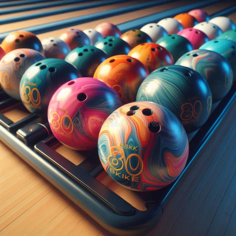 Colorful Bowling Balls in a Row, Prepped for the Next Roll Stock ...