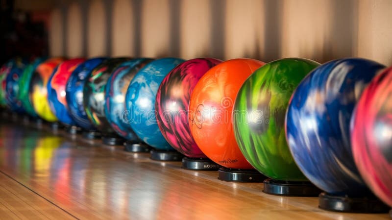 Colorful Bowling Balls in a Row, Prepped for the Next Roll Stock ...