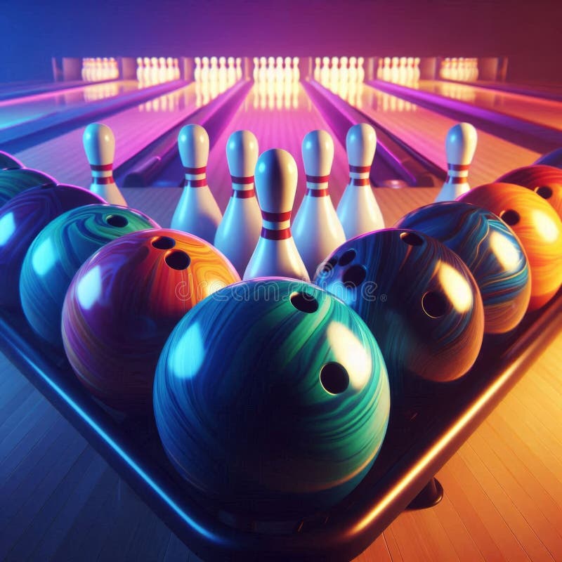 Colorful Bowling Balls in a Row, Prepped for the Next Roll Stock ...