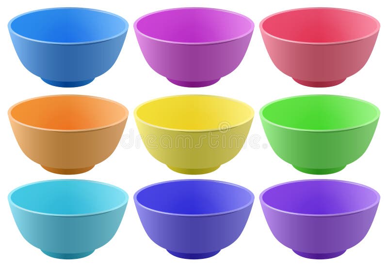 Colorful bowls stock vector. Illustration of purple, series - 54835005