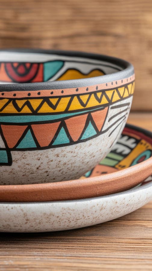 Vibrant Mexican-style Tableware Featuring Intricate Patterns and ...