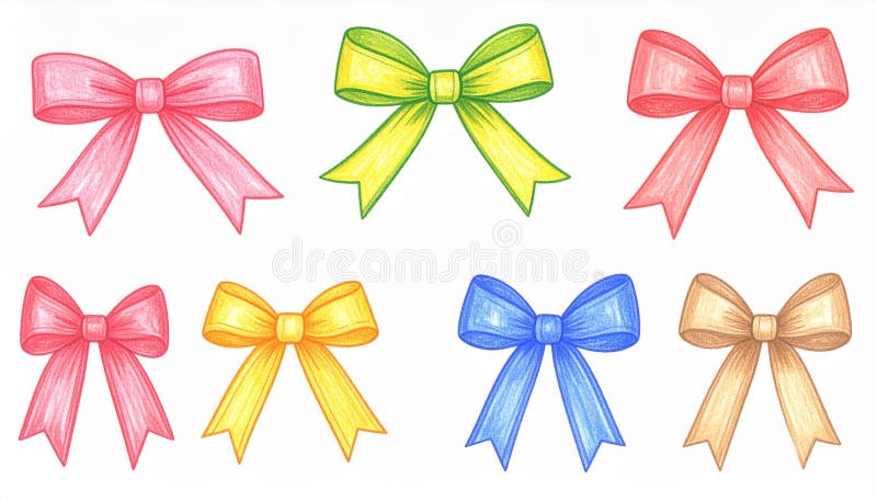 Colorful Bows Illustration on White Background Stock Photo ...