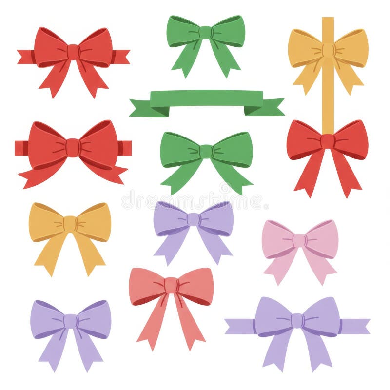 Colorful Bows and Ribbons Illustration Set Stock Illustration ...