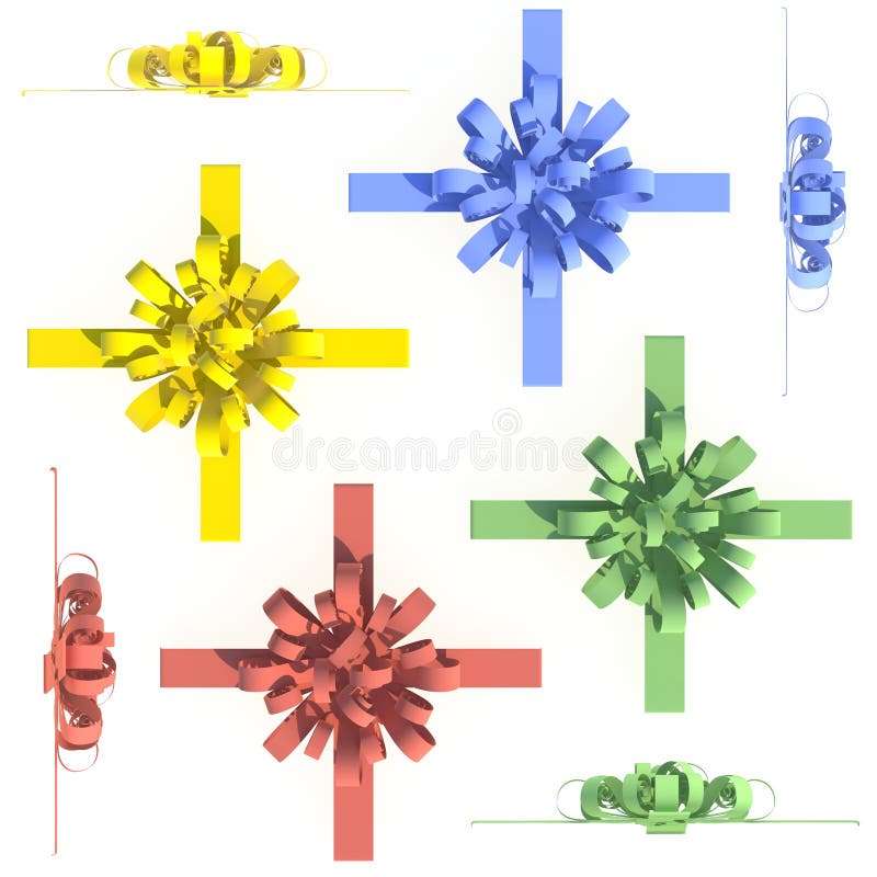 Colorful Bows and Ribbons Set Stock Illustration - Illustration of ...