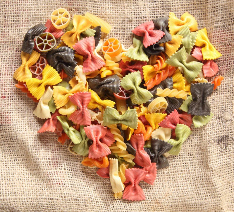 Colorful Bowtie Pasta Heart Stock Photo - Image of dinner, gourmet ...