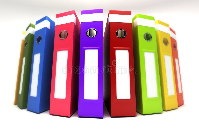 Seven Rainbow Color File Folders Isolated on White Stock Illustration ...