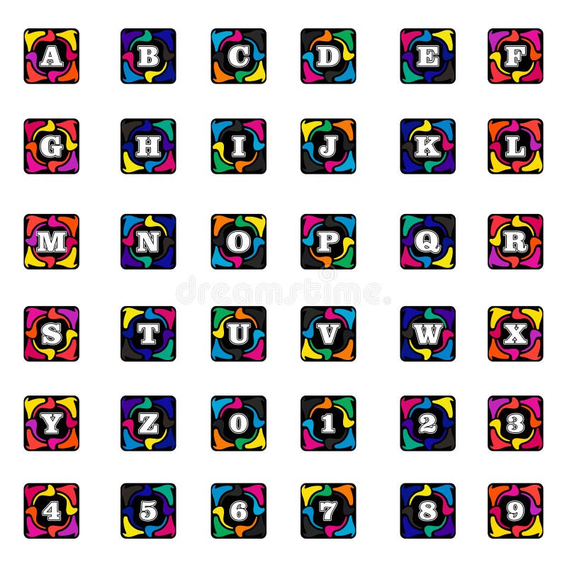 Colorful Box Font stock vector. Illustration of simple - 251542529