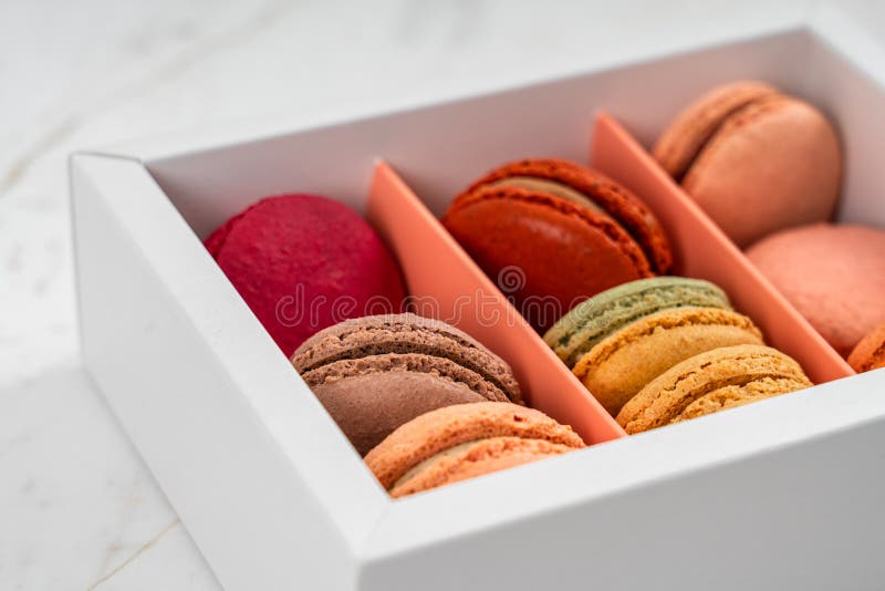 Colorful Box of French Macarons Stock Image - Image of snack, bakery ...