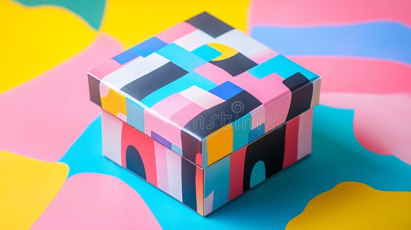A Colorful Box with a Pattern of Squares and Rectangles Stock ...