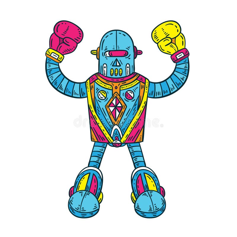 Colorful Boxer Robot stock vector. Illustration of android - 76290962
