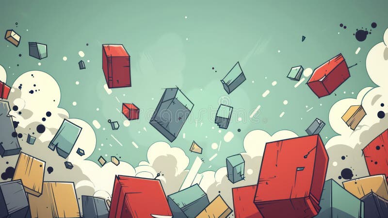 Colorful Boxes Floating in a Stylized Sky, Creating a Whimsical and ...