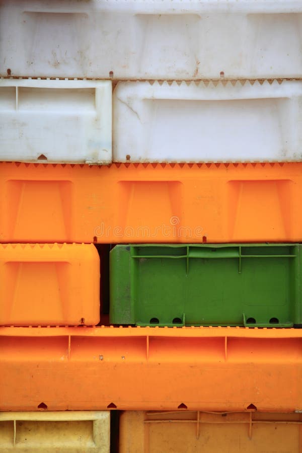 Colorful Boxes Plastic Crates Containers for Fish Stock Photo - Image ...