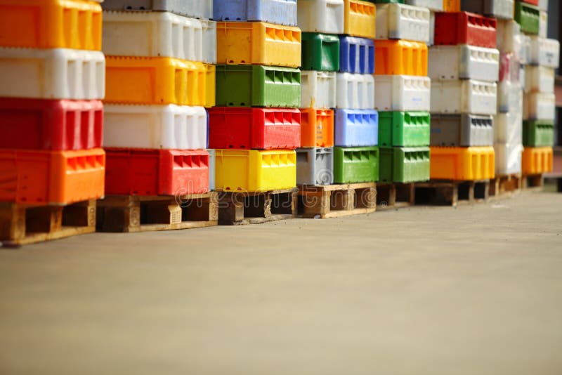 Coloured crates stock image. Image of depot, green, store - 3769539