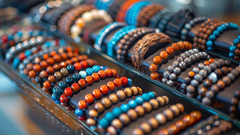 Colorful Bracelets Display Case Stock Photo - Image of bracelets ...
