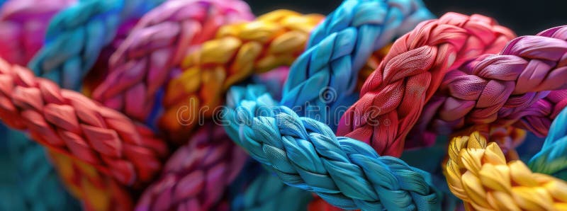 Colorful Braided Cords Intertwined in a Complex Pattern Create an ...