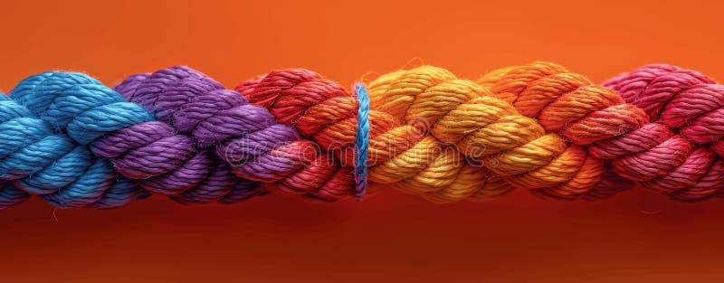 Colorful Braided Rainbow Rope Symbolizing Team Strength and Unity on ...