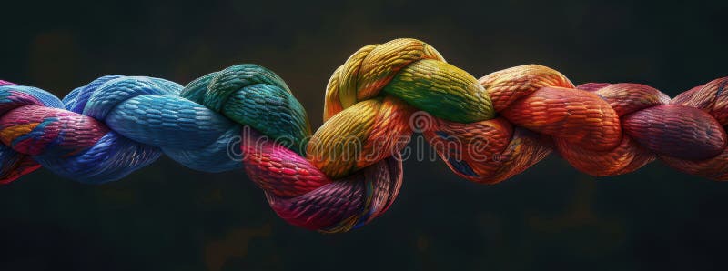 A Colorful Braided Rope with Intricate Textures and Patterns Forms a ...