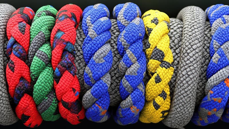 Colorful Braided Ropes in Close-up Detail. Stock Image - Image of woven ...