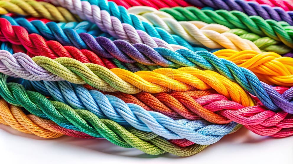 Colorful Braided Ropes Intertwined at Night a Visual Representation of ...