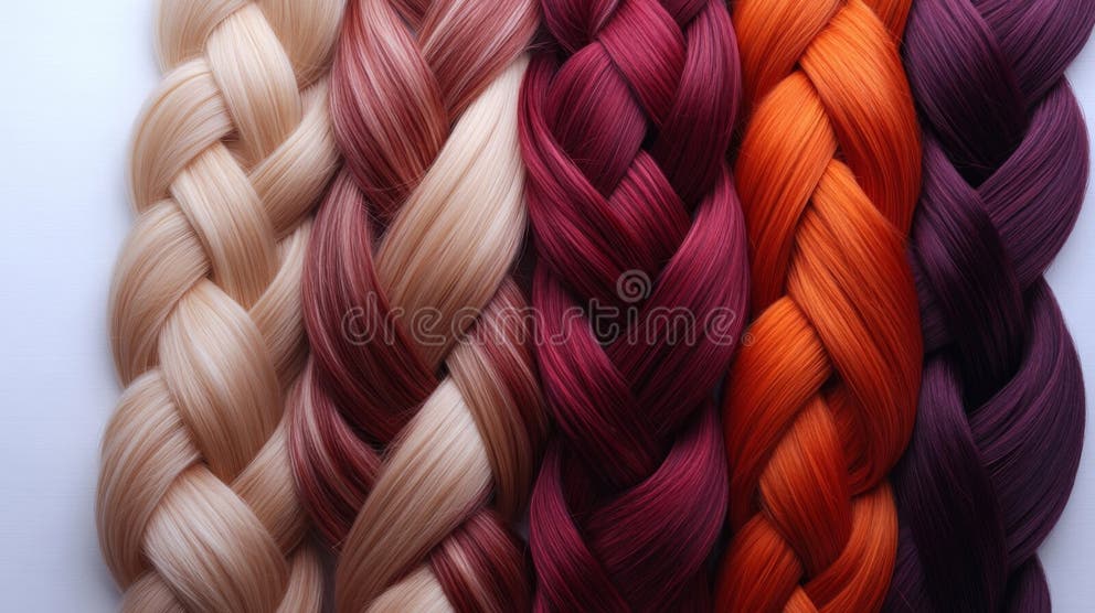 Colorful Braided Yarn Textures on White Background Stock Illustration ...