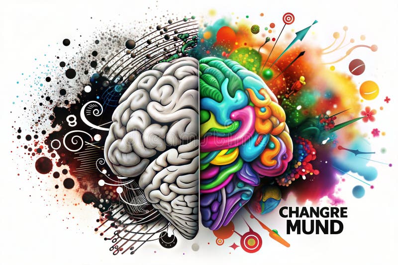 Colorful Brain with Abstract Elements Showing Logic and Creativity ...