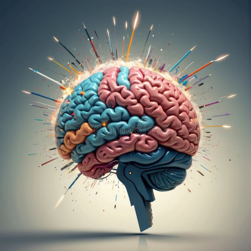 A Colorful Brain with Artistic Explosion Effects Showcasing Creativity ...