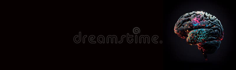 Colorful Brain on the Black Background Created with Generative Ai Stock ...