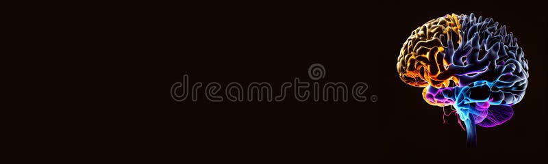Colorful Brain on the Black Background Created with Generative Ai Stock ...