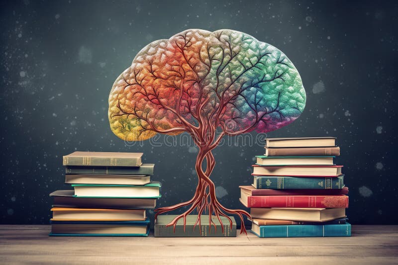 Colorful Brain Books, Tree Education. Metaphor for New Idea. Education ...