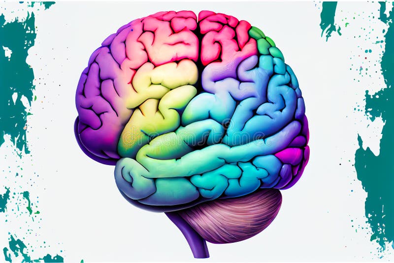 Colorful Brain Close-up. Generative AI Stock Illustration ...