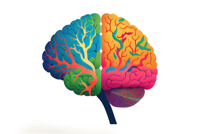 Colorful Brain Close-up. Generative AI Stock Illustration ...